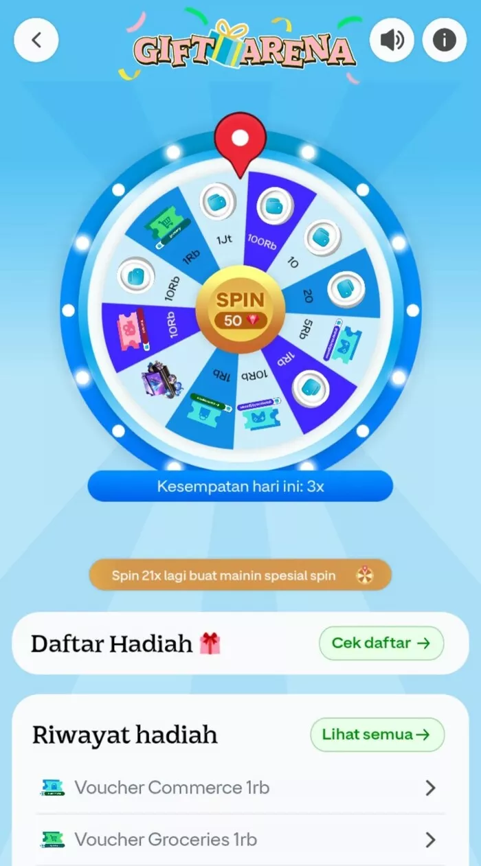 GG Gift Arena: Game Spin Wheel Seru Berhadiah GoPay