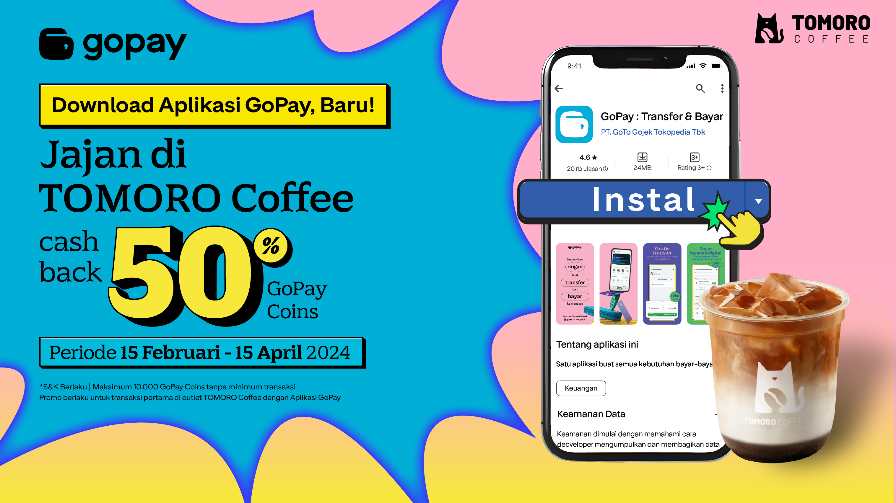 Promo Tomoro Coffee: Cashback hingga 10.000 GoPay Coins